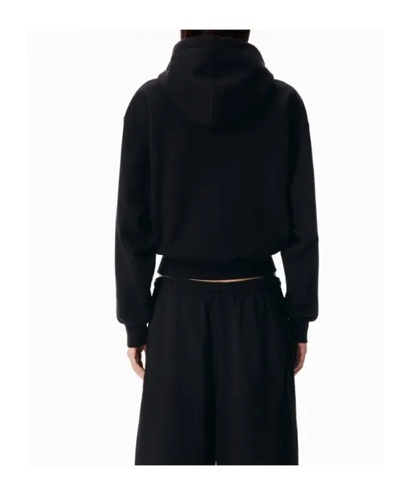 Alexander Wang Embellished Drawcord Zip-up Hoodie - Black