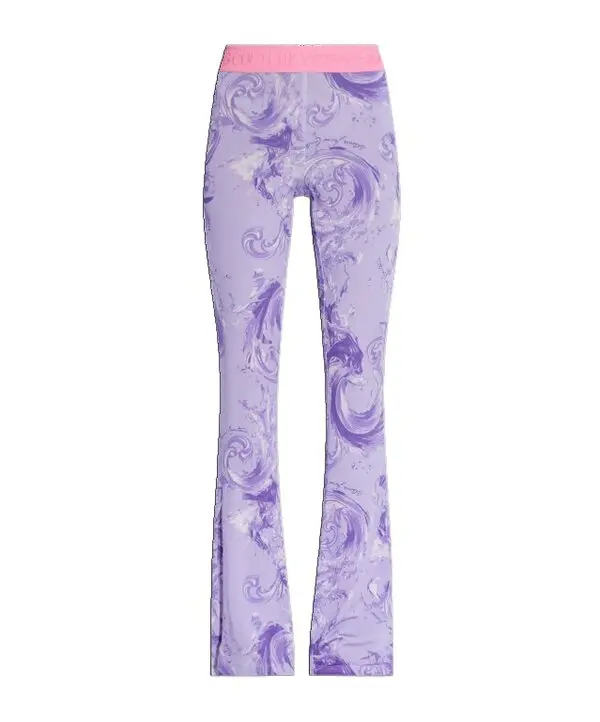 Versace Logo Waistband Flared-leg Trousers - Purple