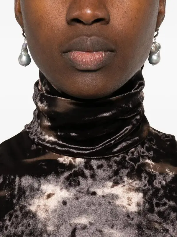Nanushka High-neck Sleeveless Velvet Top With Animal Print