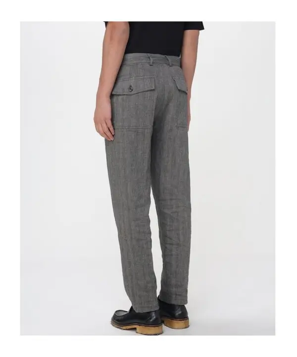 Dries Van Noten Pleated Herringbone Trousers - Black