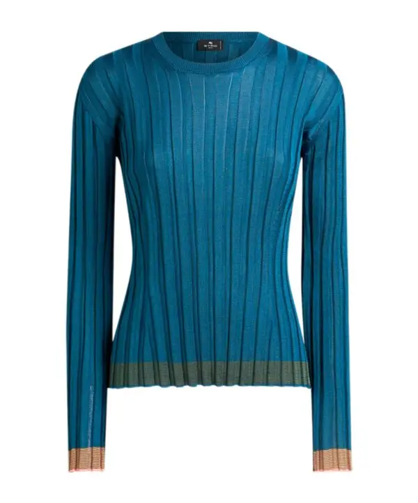 Etro Ribbed Crew Neck Sweater - Blue