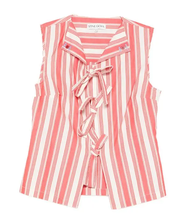Stine Goya Striped Sleeveless Front Tie Top - No