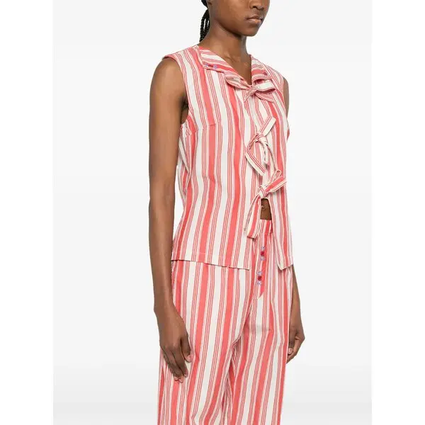 Stine Goya Striped Sleeveless Front Tie Top - Pink