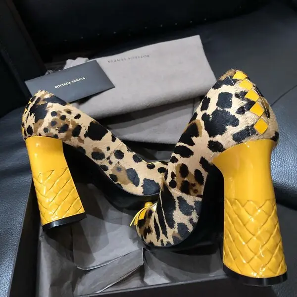 Bottega Veneta Leopard Print High Heels With Bow Detail