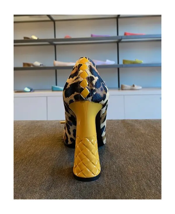 Bottega Veneta Leopard Print High Heels With Bow Detail
