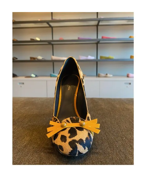 Bottega Veneta Leopard Print High Heels With Bow Detail