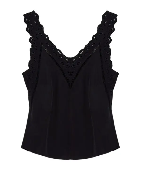 Isabel Marant Étoile Fradella Sleeveless V-neck Top With Lace Trim