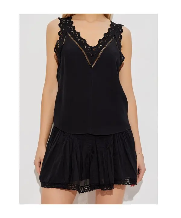 Isabel Marant Étoile Fradella Sleeveless V-neck Top With Lace Trim
