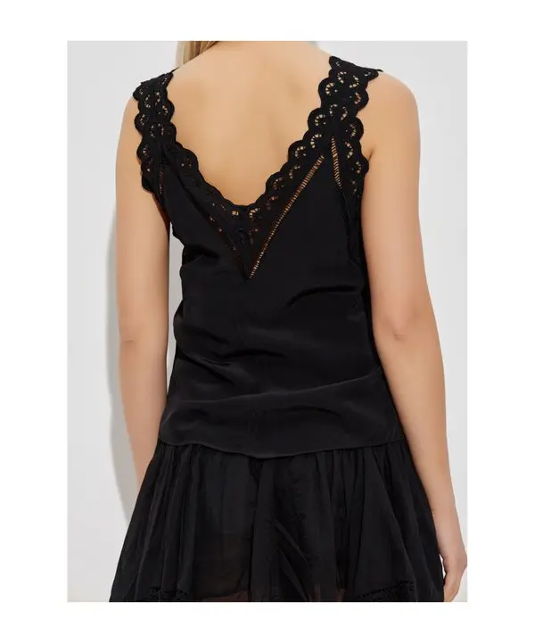 Isabel Marant Étoile Fradella Sleeveless V-neck Top With Lace Trim