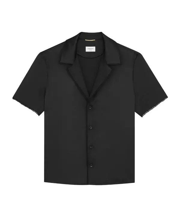Saint Laurent Lace-trim Button-up Pajama Top - Black
