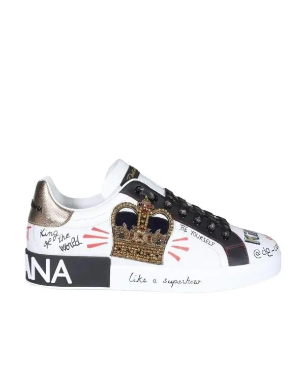 Dolce & Gabbana Portofino Printed Sneakers - White