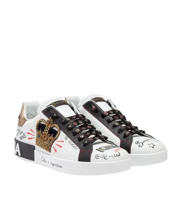 Dolce & Gabbana Portofino Printed Sneakers - White