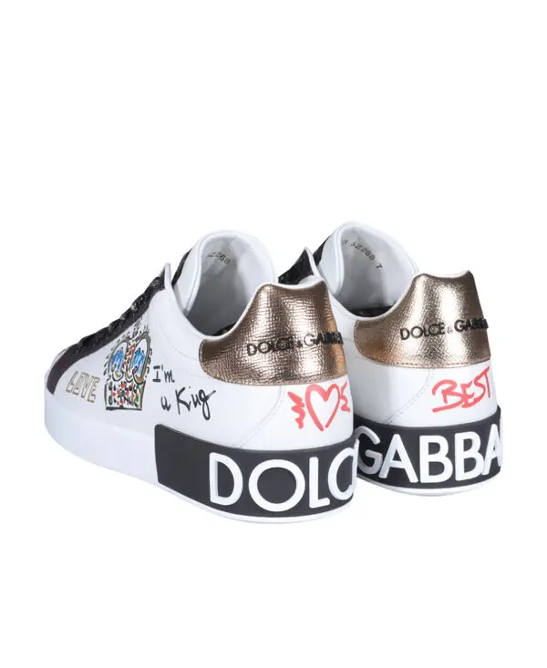 Dolce & Gabbana Portofino Printed Sneakers - White