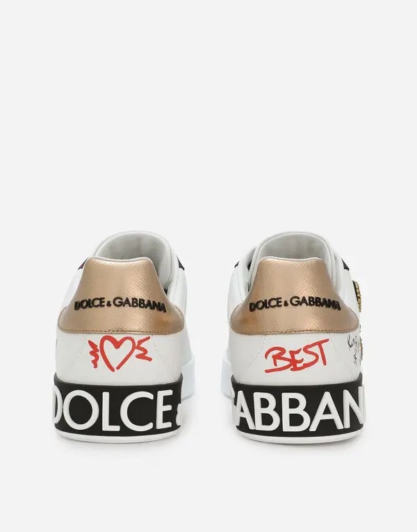 Dolce & Gabbana Portofino Printed Sneakers - White