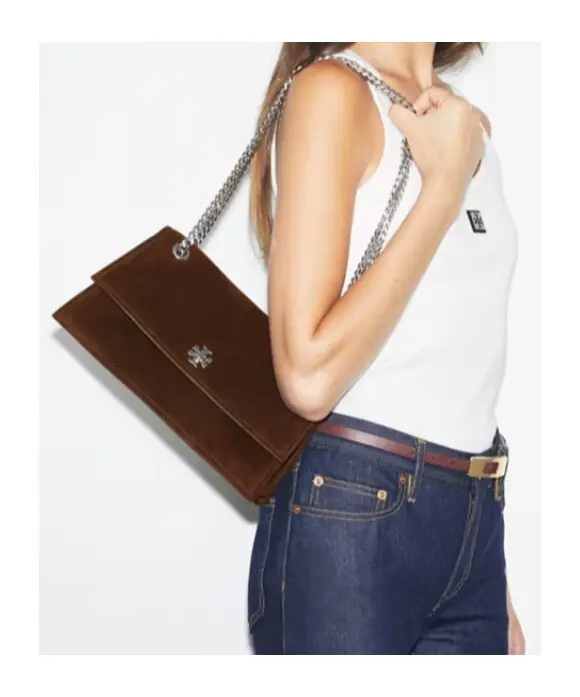 Tory Burch Logo Plaque Shoulder Bag - Brown