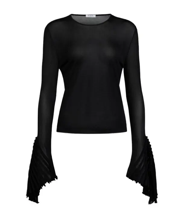 Alaïa Pleated Sleeve Top - Black