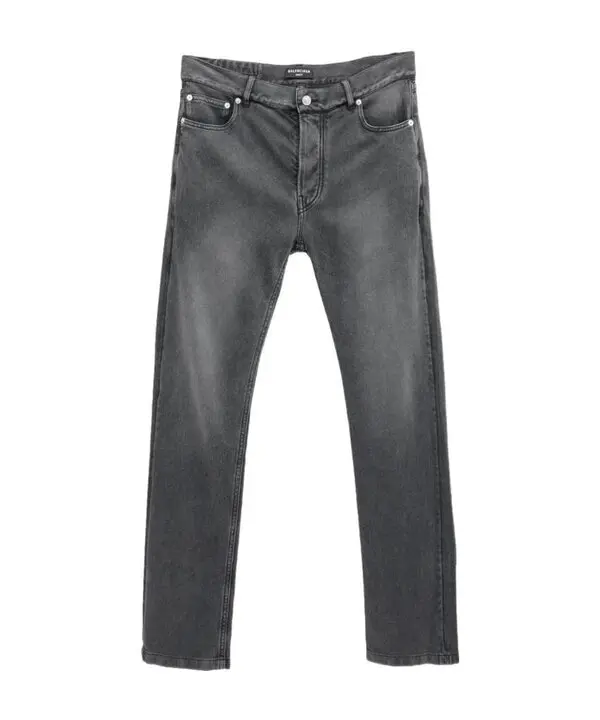 Balenciaga Logo Patch Straight-leg Jeans - Black