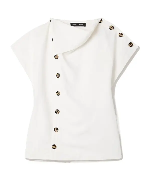 Proenza Schouler Asymmetrical Button Detail Top - Off White