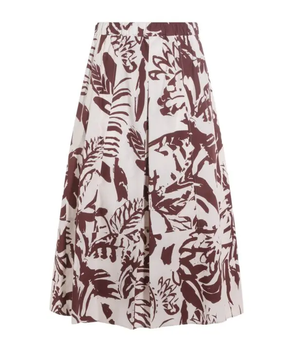 Antonelli Firenze Leaf Print Midi Skirt - Multicolor