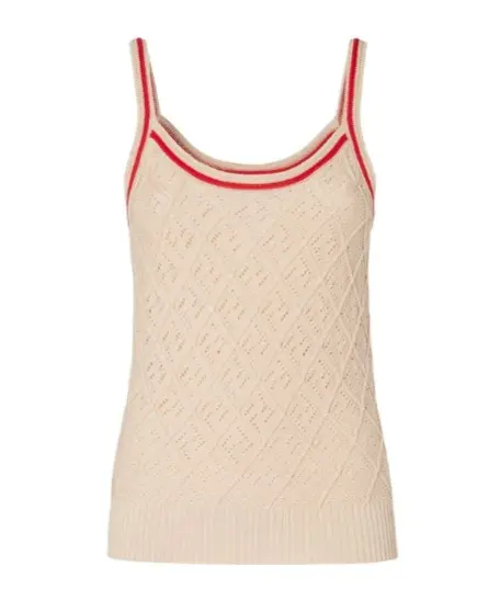 Fendi Argyle Motif Openwork Knitted Tank Top - Light Brown