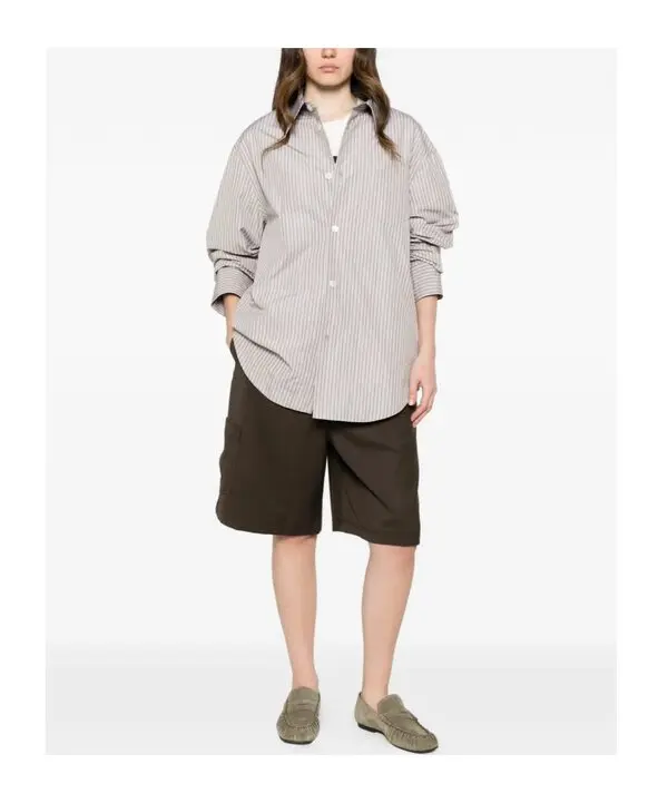 AMI Paris Striped Long-sleeved Collared Shirt