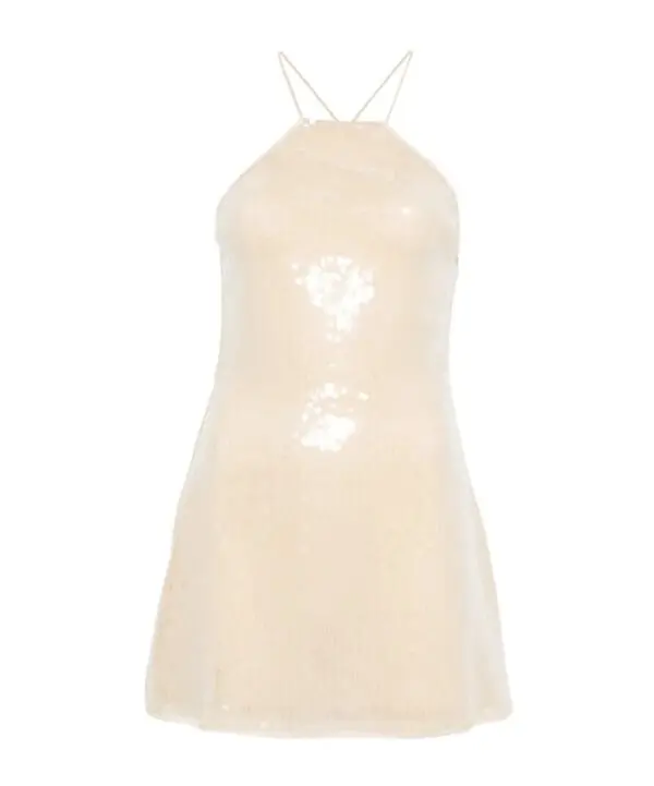 Oseree Sequin-embellishment Mini Dress - Nude