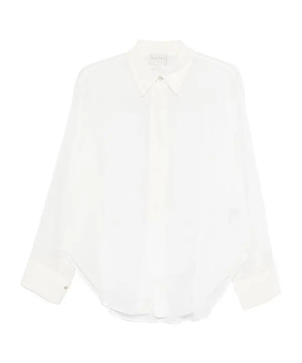 FORTE_FORTE Long Sleeve Shirt With Pointed Collar - White