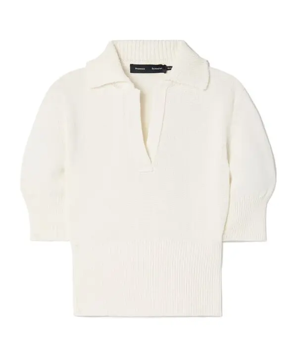 Proenza Schouler Reeve Knit Polo Shirt - White