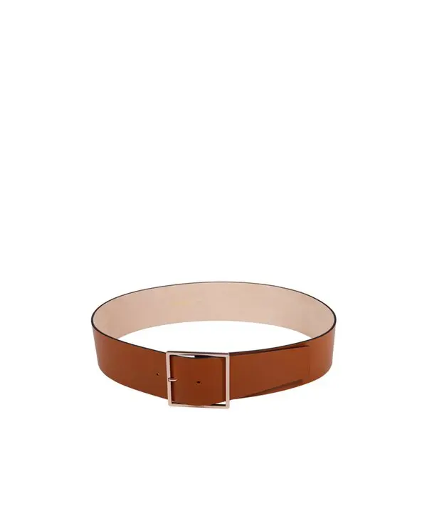 Max Mara Square Buckle Leather Belt - Brown