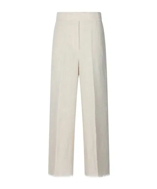 Antonelli Firenze Frayed Hem Wide-leg Pants - White