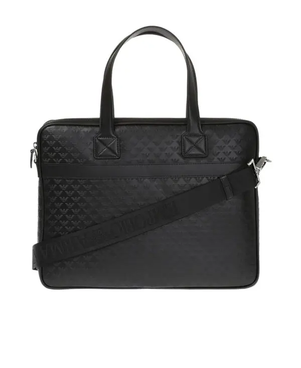 Emporio Armani Logo Zipper Satchel - Black