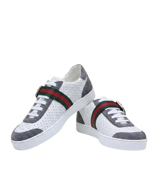 Gucci Casual Sneakers With Web Stripe Detail - White