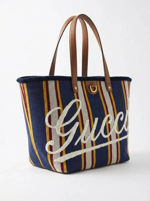 Gucci Embroidered Tote Bag - Dark Blue And Multicolour