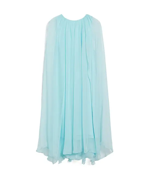 Max Mara Tulle Crewneck Sleeveless Dress - Sky-blue