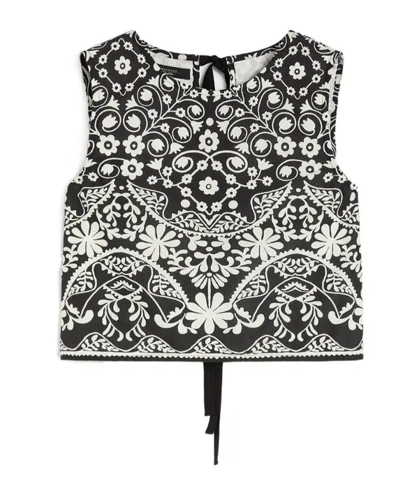 Max Mara Fanale Floral Print Cropped Top - Black