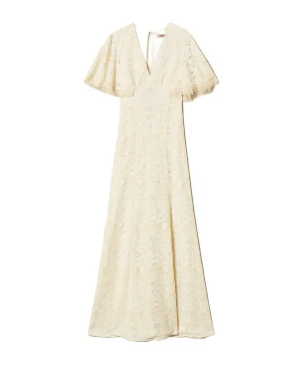 TWINSET Lace Mermaid Maxi Dress - White