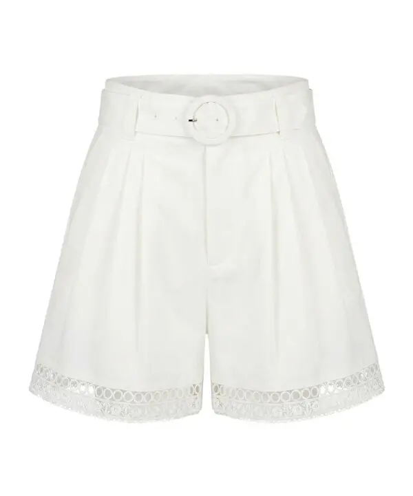 TWINSET Embroidered Belted Shorts - White
