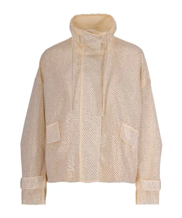 Pinko High-neck Embellished Drawstring Jacket - Nude
