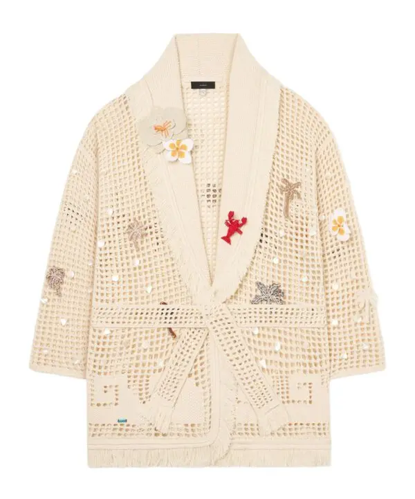 Alanui Where The Waves Begin" Cotton Cardigan With Embellishments - Sand