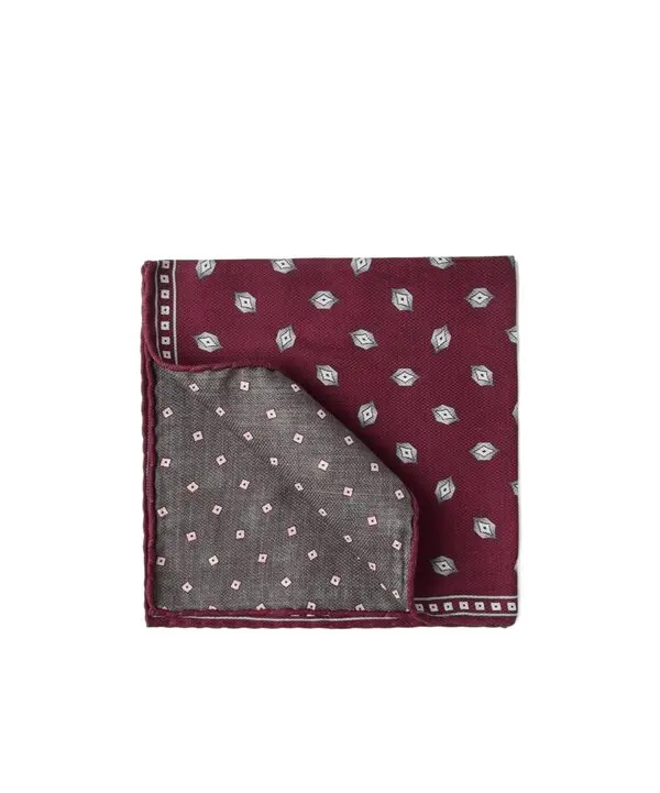 Brunello Cucinelli Silk Pocket Square - Bordeaux Red