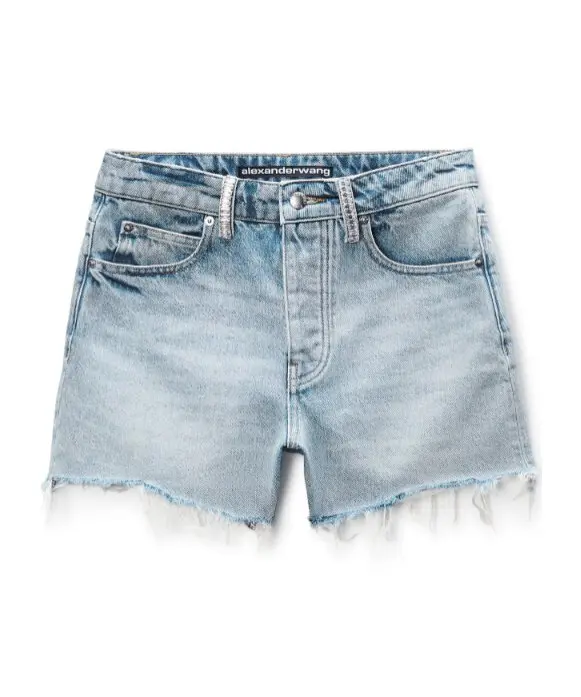 Alexander Wang Embellished Belt-loop Denim Shorts - Blue