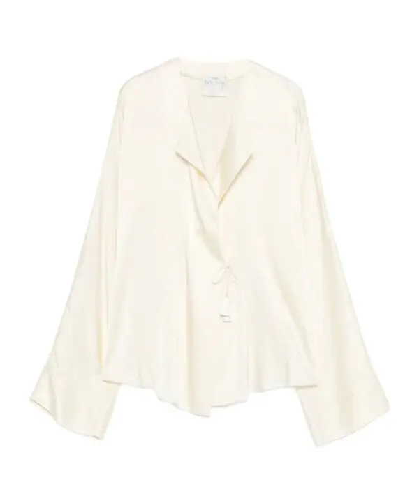 FORTE_FORTE Tasseled Tie-fastening Blouse - Yogurt