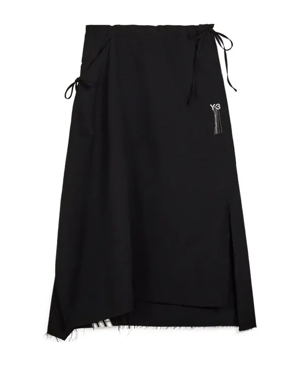 Y3 Sport Uniform Raw Cut 3 Stripes Skirt - Black