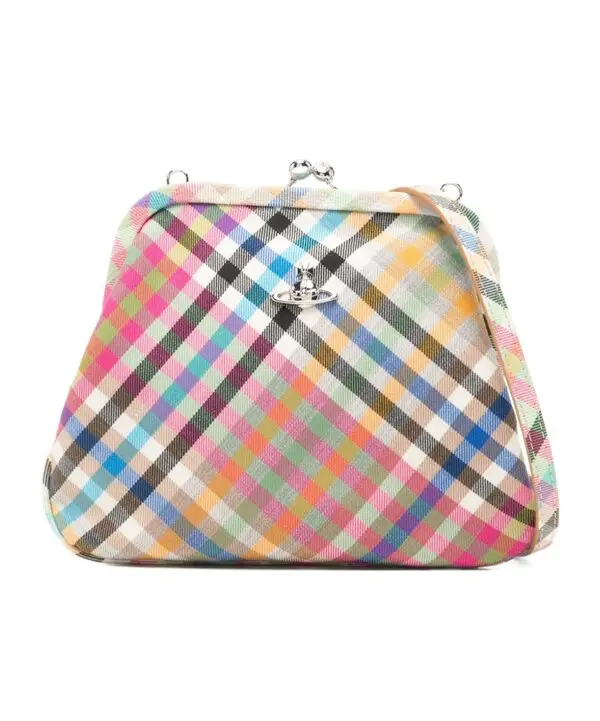VIVIENNE WESTWOOD Check Frame Shoulder Bag - Pink And Multicolour