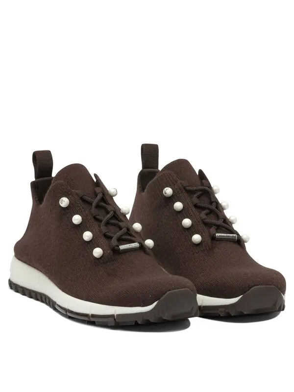 JIMMY CHOO Veles Embellished Sneakers - Brown