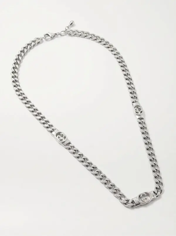 Gucci Interlocking Chain Necklace - Silver