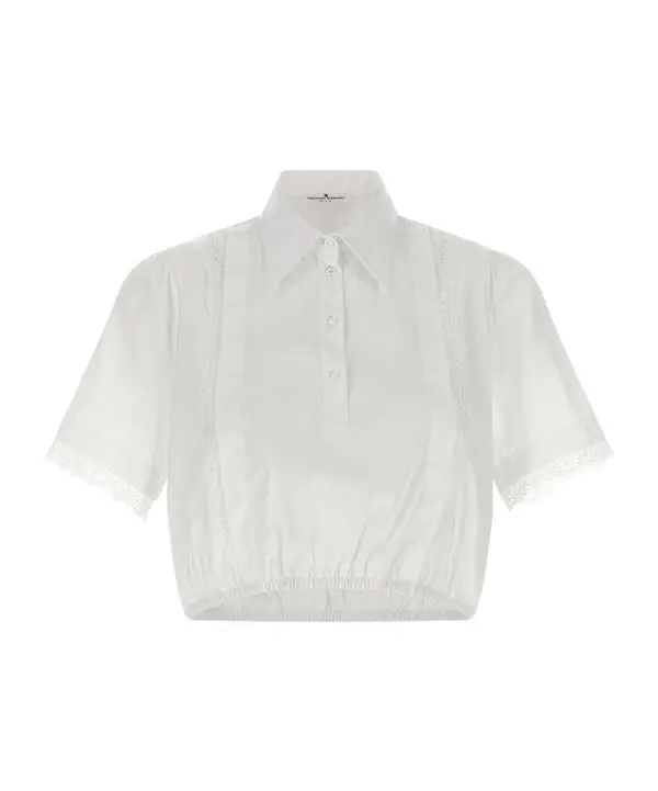 Ermanno Scervino Lace Insert Cropped Shirt - White