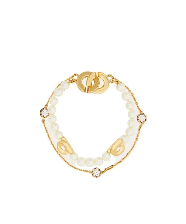 FERRAGAMO Double Strand Bracelet With Pearls - Oro