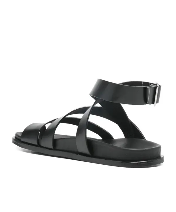ALOHAS Strappy Ankle-strap Flat Sandals - Black