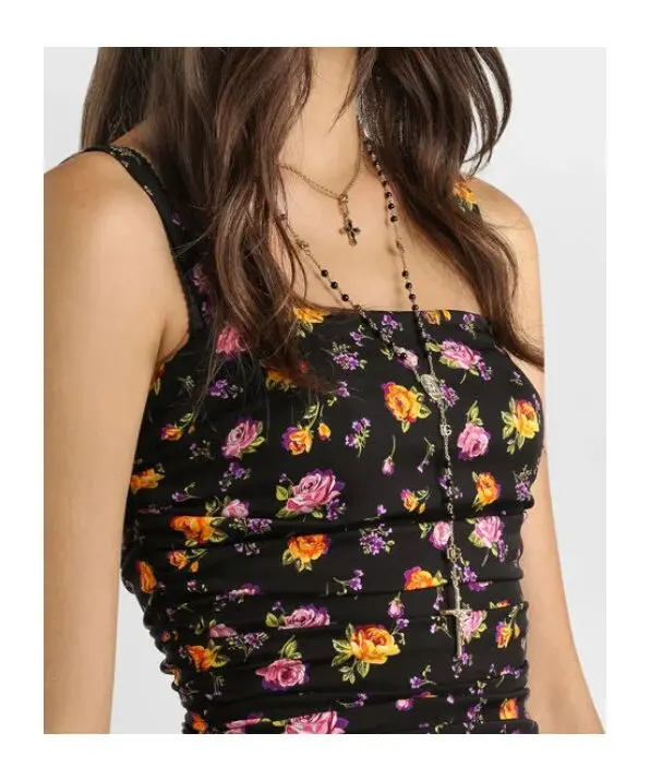Dolce & Gabbana Floral Print Ruched Dress - Multi-colored